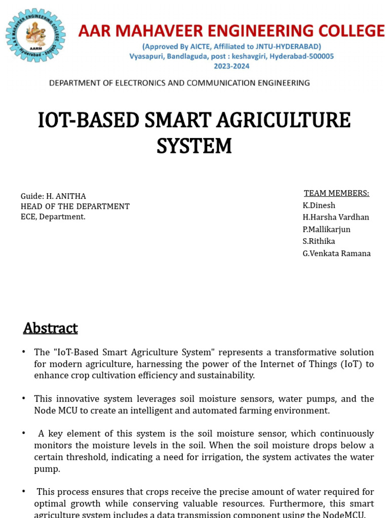 Mini Project Iot Based Smart Agriculture System | PDF | Internet Of ...