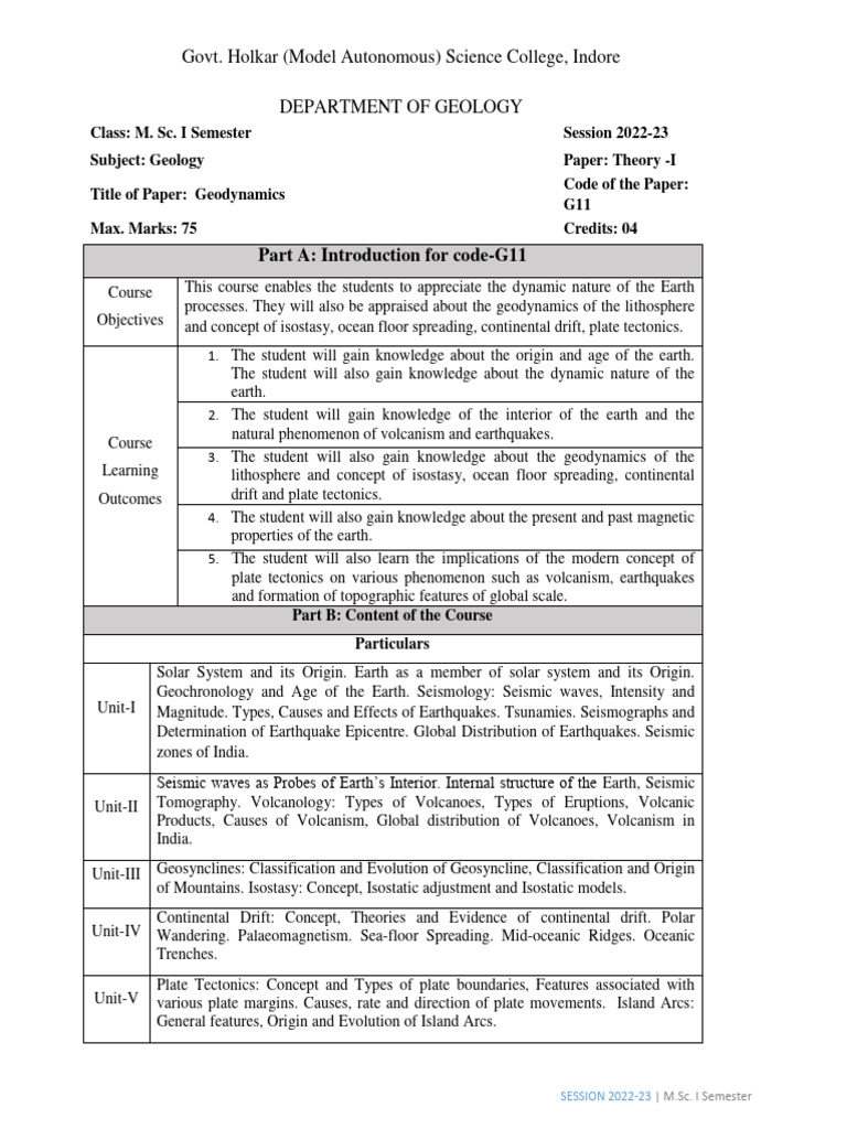 MSC Sem 1 | PDF | Plate Tectonics | Geology