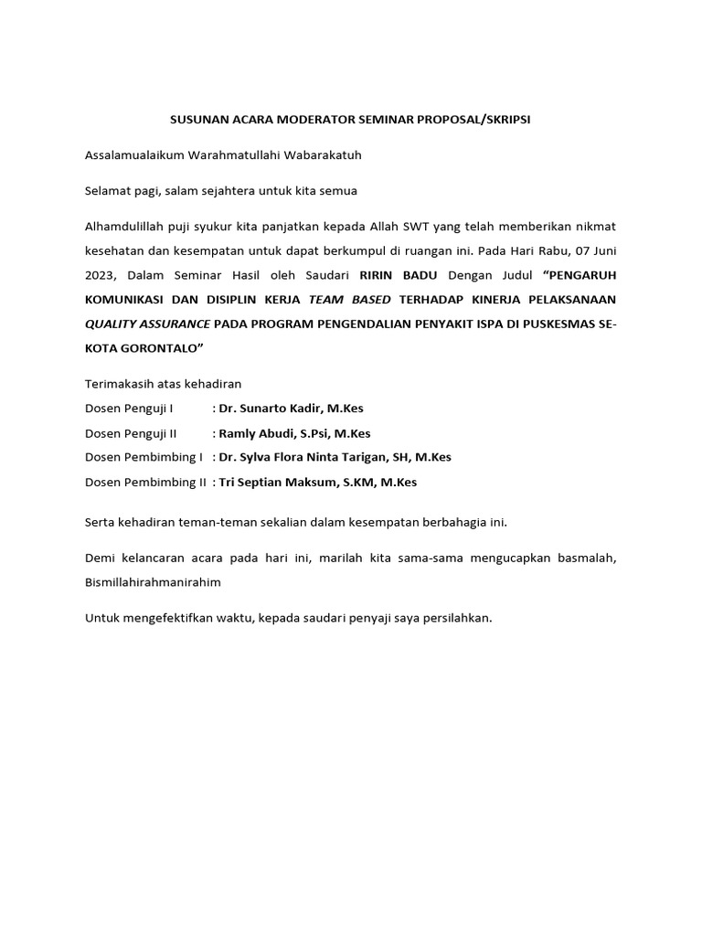 Susunan Acara Seminar Proposal Skripsi | PDF | Gaya Hidup