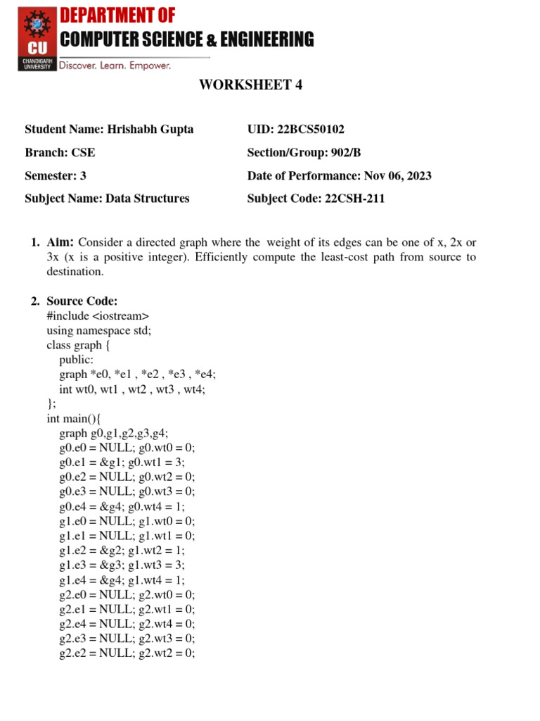 Gaurav DS Worksheet 4 | PDF | Mathematical Concepts | Computer Science