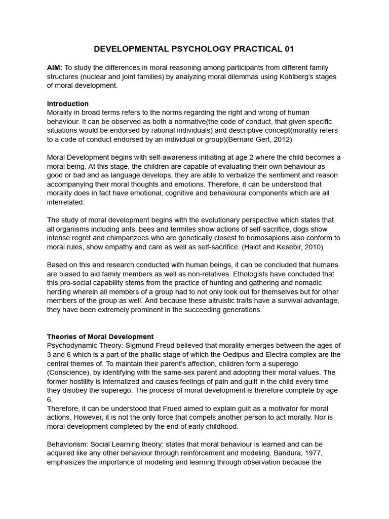 Complete Developmental Psychology Practical 01 | PDF | Morality ...