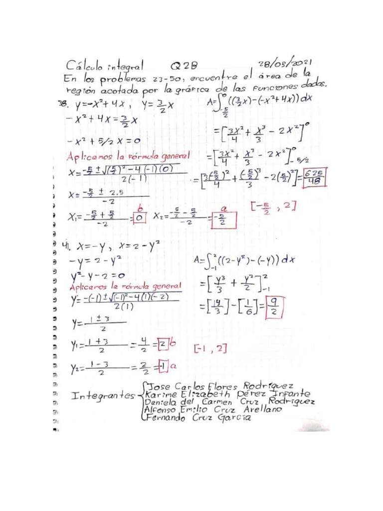 Ejercicios 38 y 41 - Calculo Integral | PDF