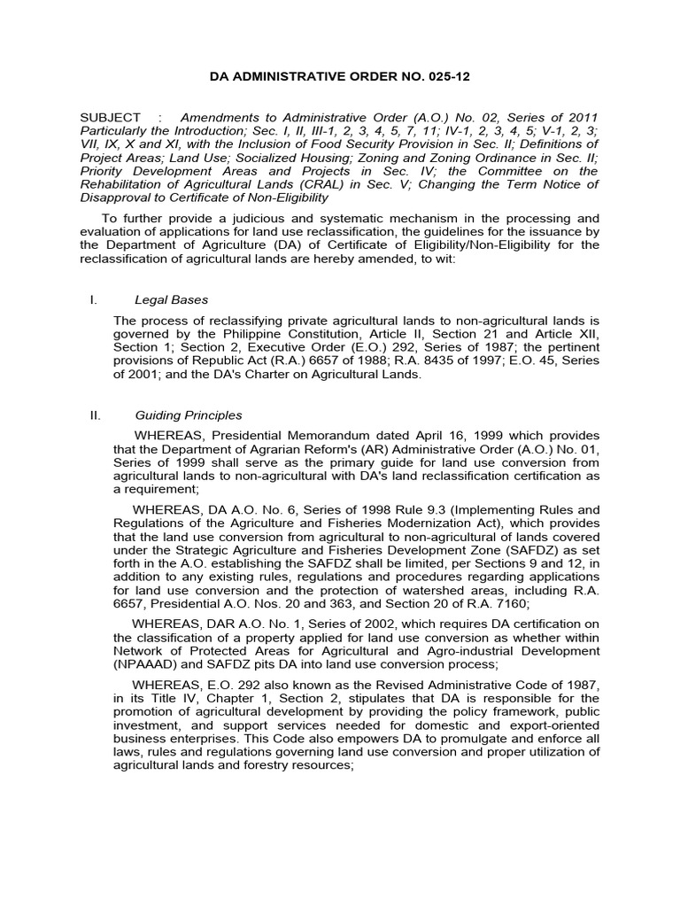 Amendments to Administrative Order 025-12 | PDF | Agriculture | Irrigation