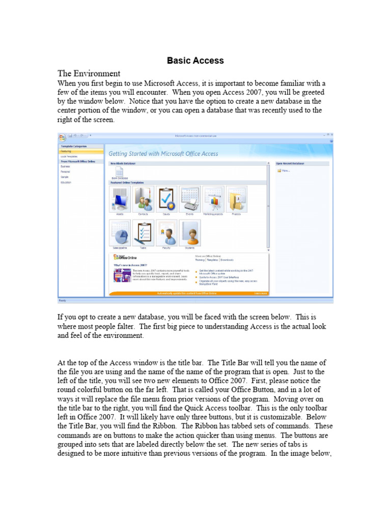 Access | PDF | Window (Computing) | Databases
