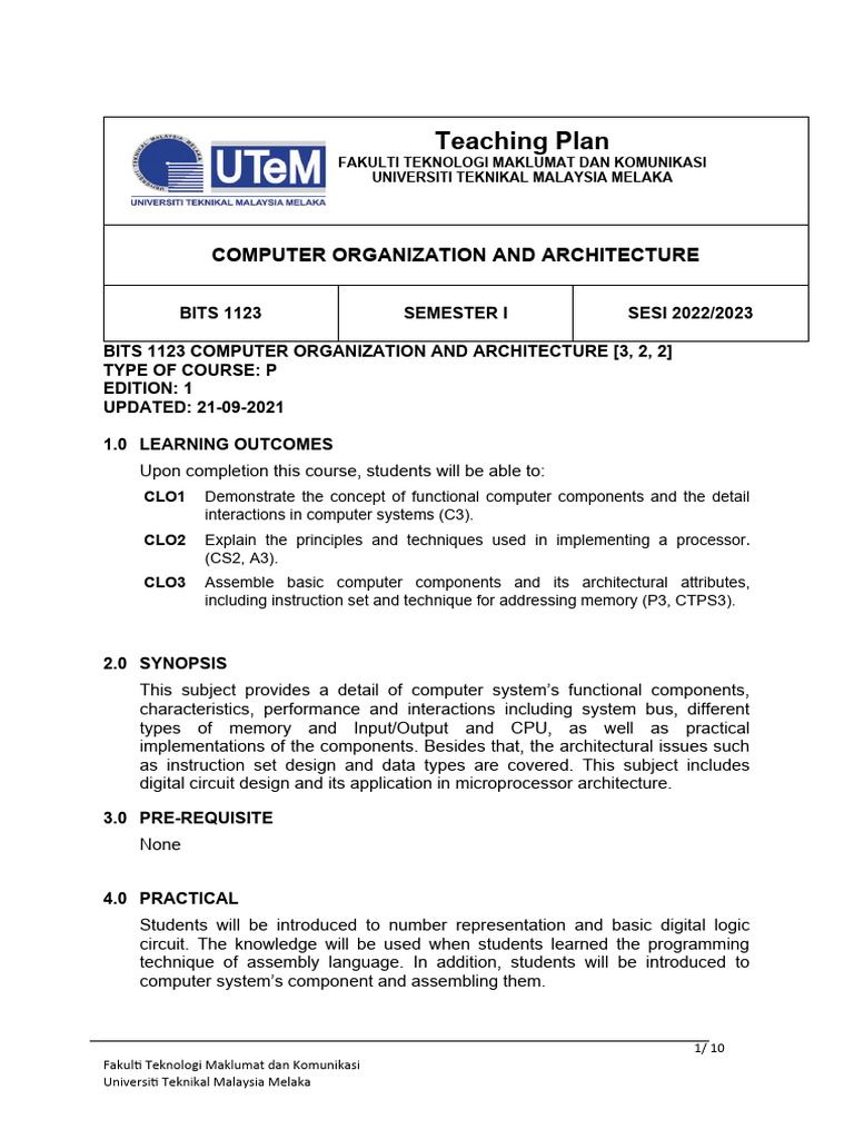 Computer Organization Course Overview | PDF | Central Processing Unit | Logic Gate