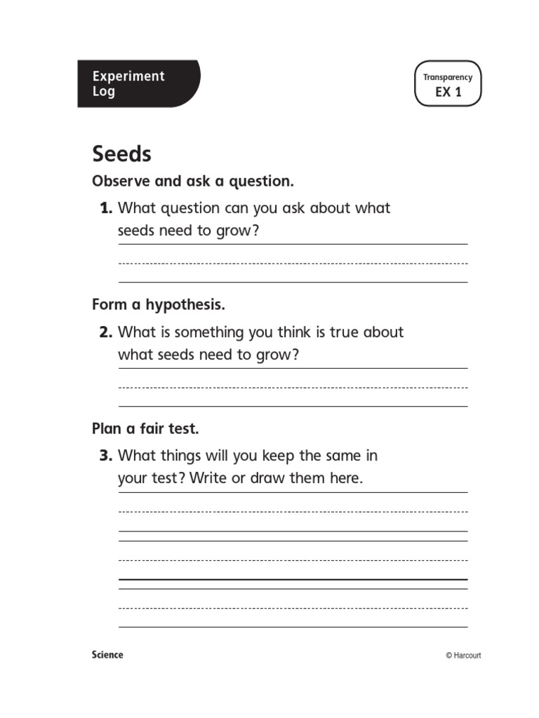 Grade 1 - Experiments Log | PDF | Experiment | Senses