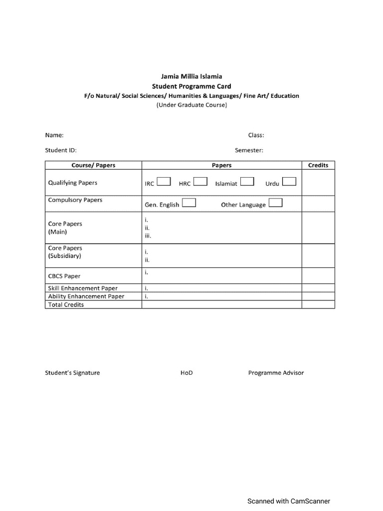 CBCS Form PDF