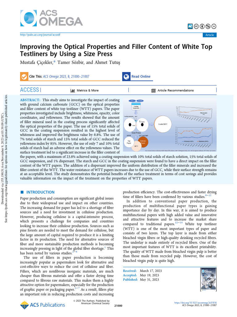 Çiçekler Et Al 2023 Improving The Optical Properties and Filler Content ...
