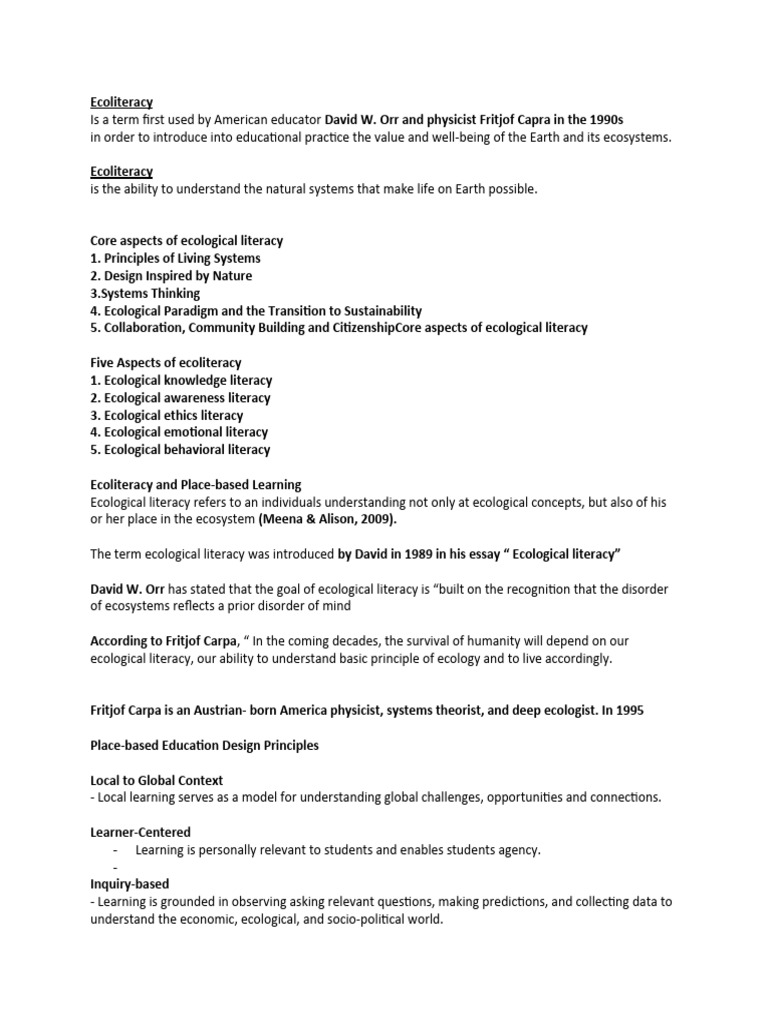 Ecoliteracy | Download Free PDF | Ecology | Learning