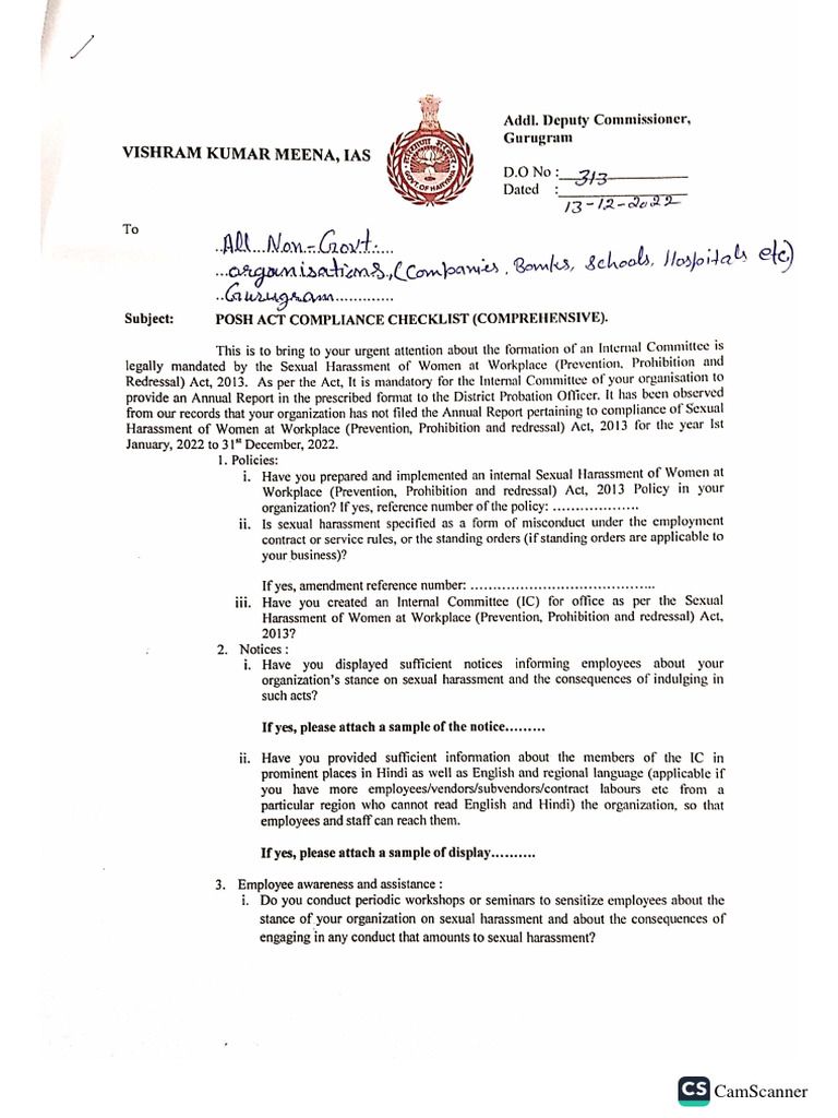 1671430386-compliance-checklist-posh-act-2013 | PDF