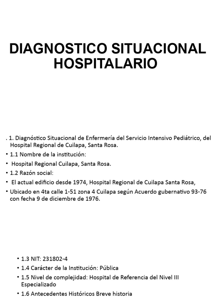DIAGNOSTICO SITUACIONAL HOSPITALARIO | PDF | Enfermería | Hospital