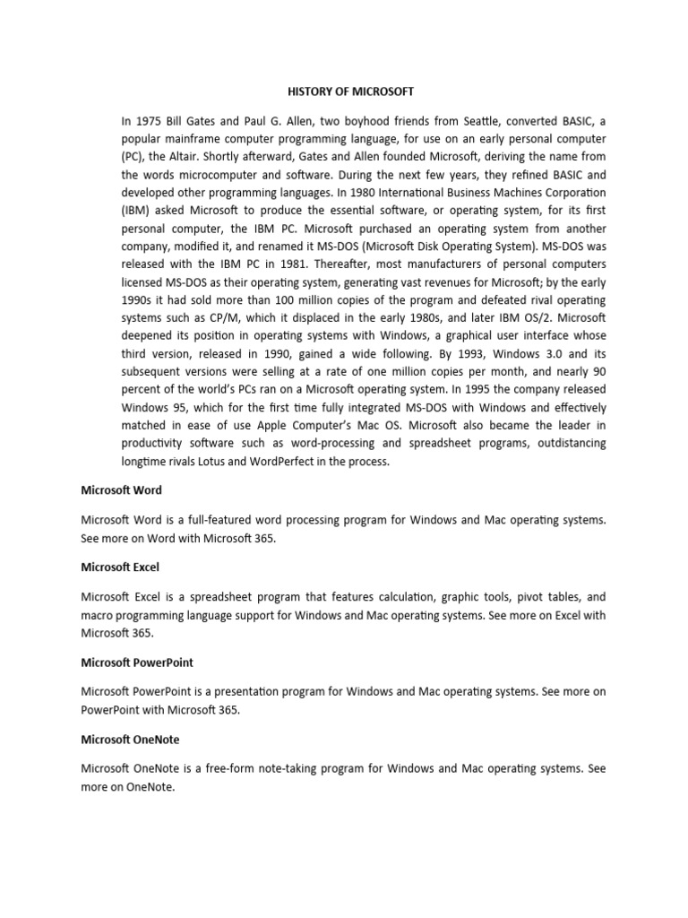 Microsoft: A Legacy in Software | PDF | Microsoft | Operating System