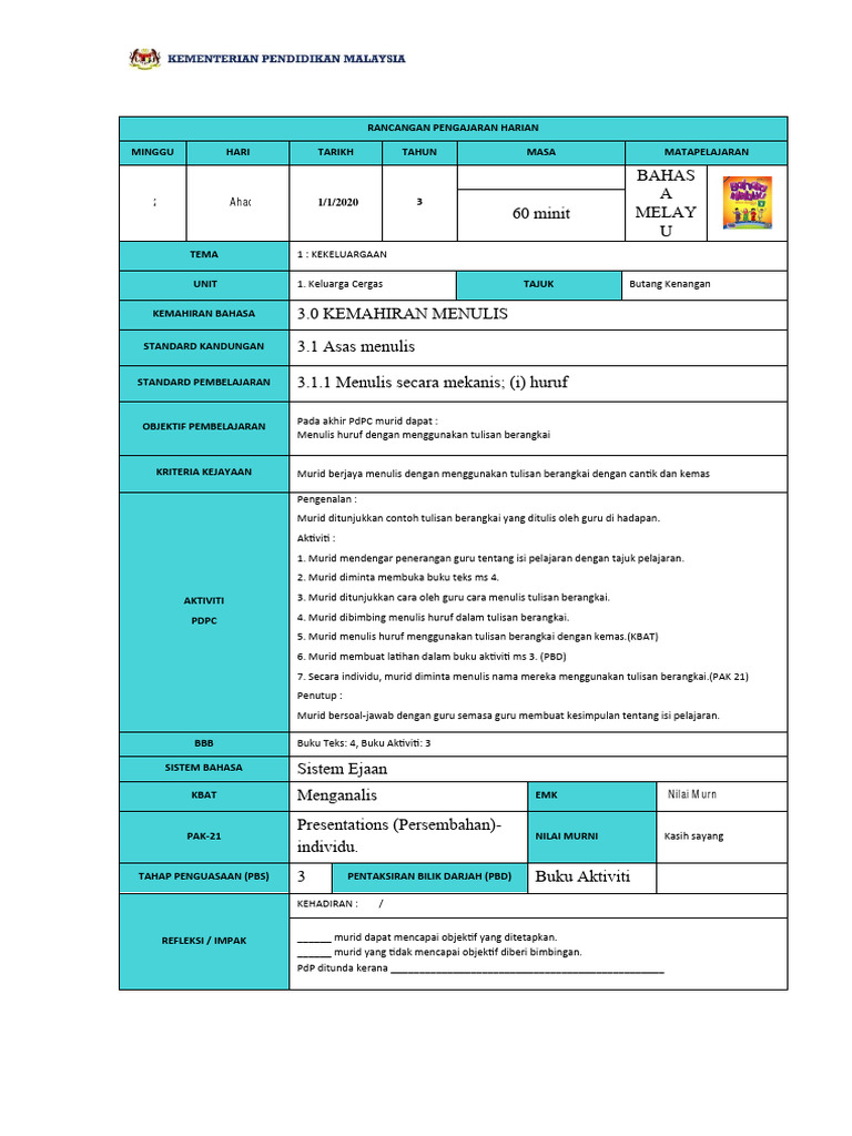 RPH BM THN 3-Unit 1 (M2) | PDF
