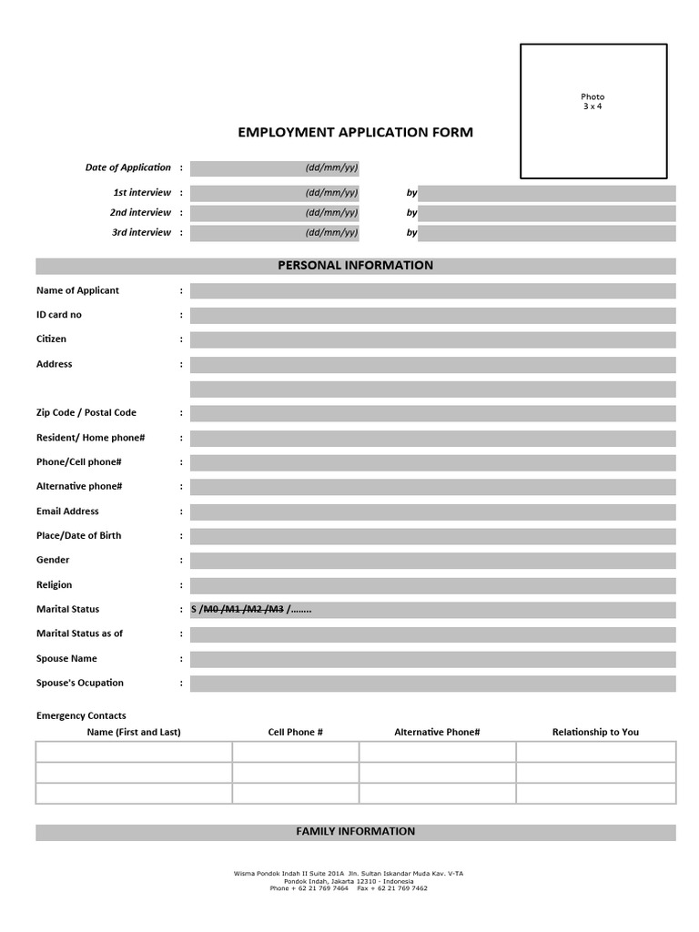 Blank Application New Employee Form | PDF