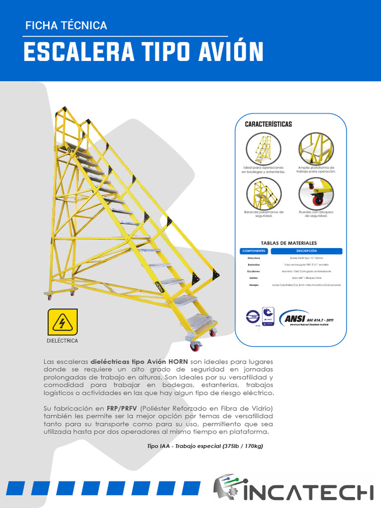 Escalera Tipo Avión: Ficha Técnica | PDF | Fibra de vidrio | Materiales ...
