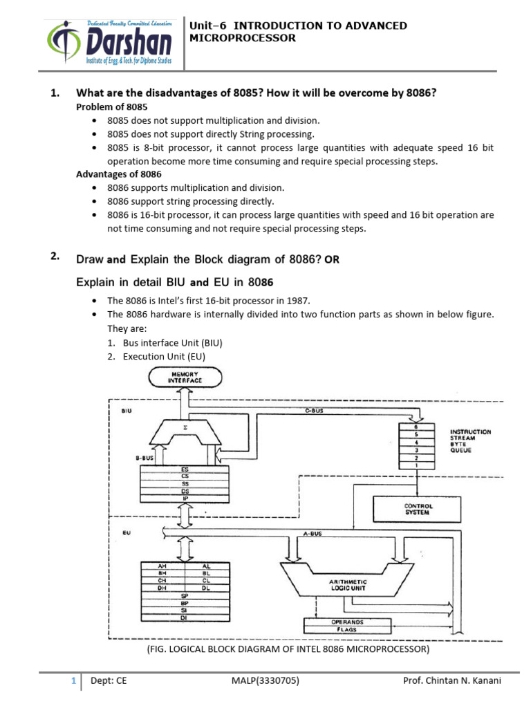Overview of 8086 Microprocessor Architecture | PDF | Central Processing Unit | Computer Science