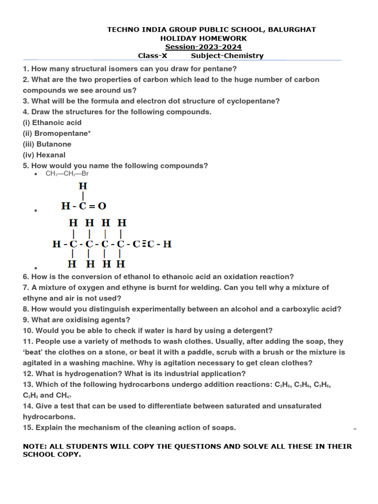 Class X Chemistry Assignment | PDF
