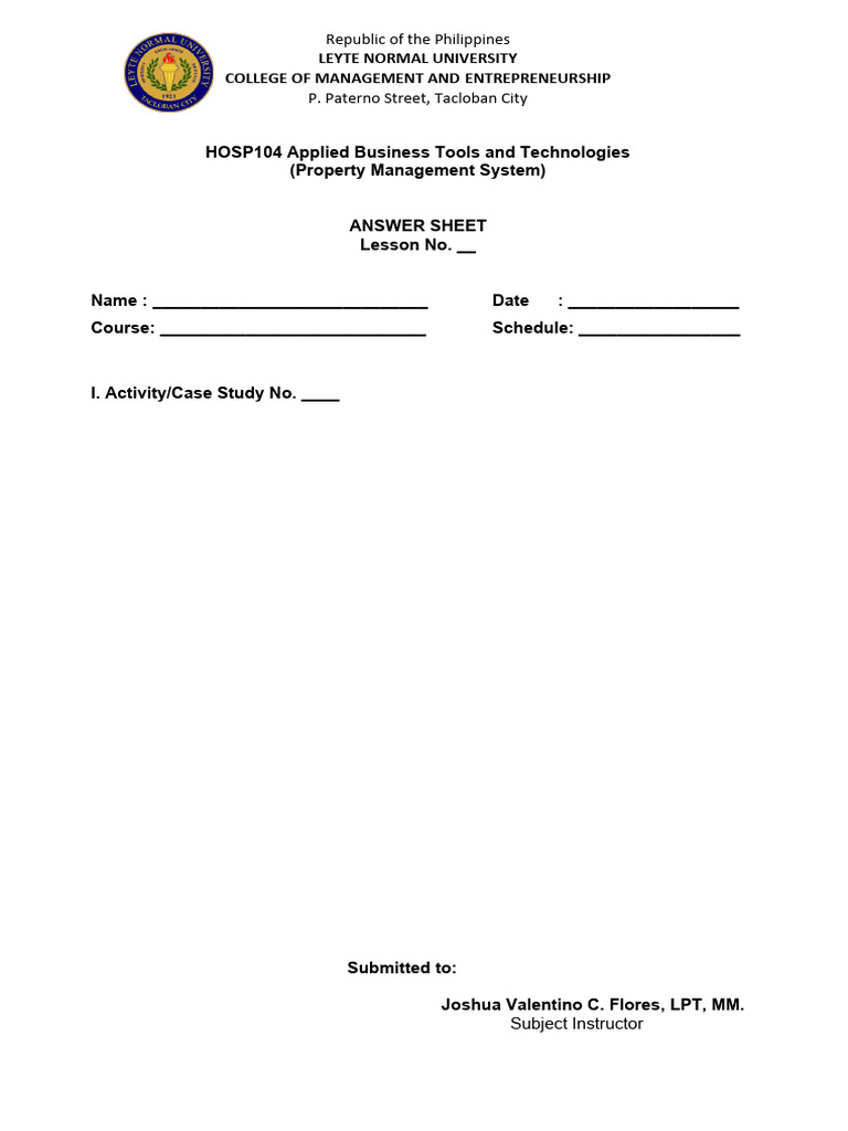 Applied Business Tools Answer Sheet | PDF | Career & Growth | Computers