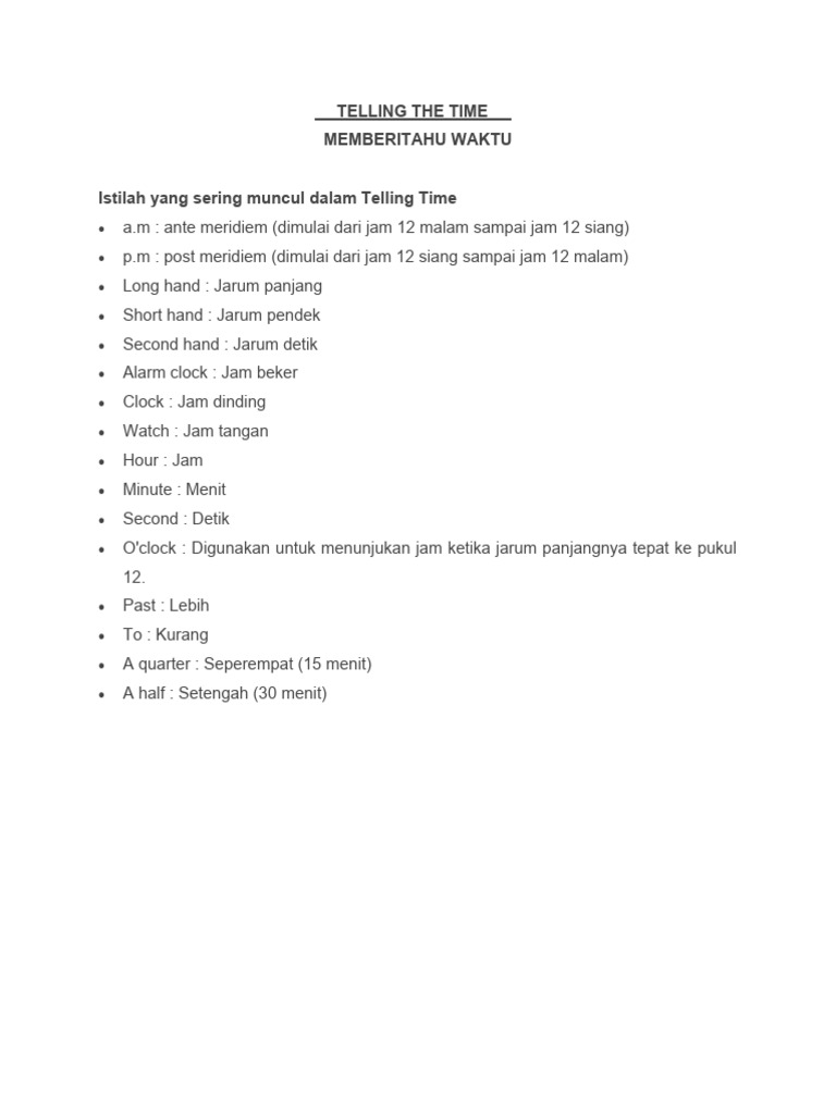 Telling The Time | PDF | Seni & Disiplin Bahasa