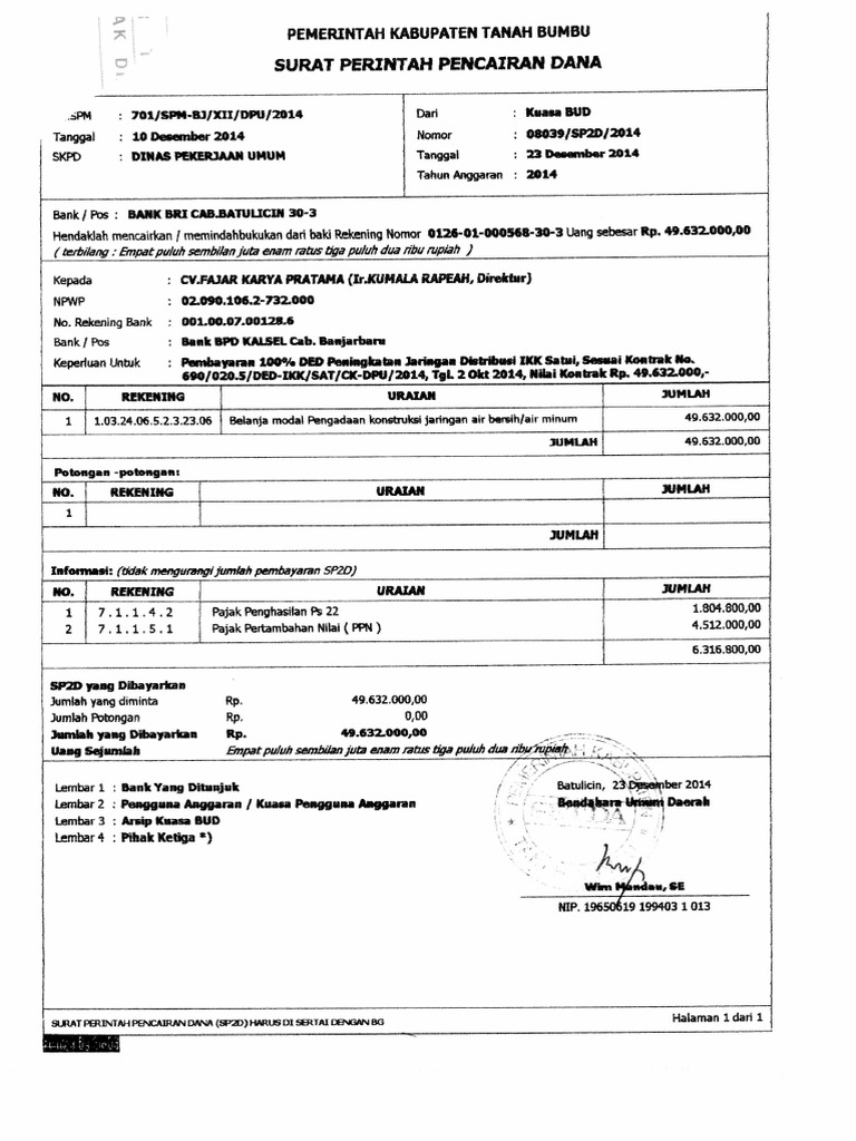 sp2d FAJAR K.P | PDF