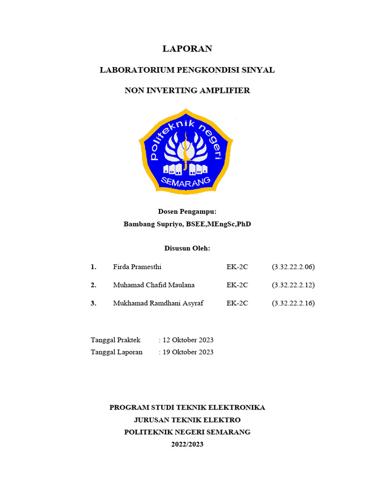 Laprak 4 Non Inverting Amplifier | PDF