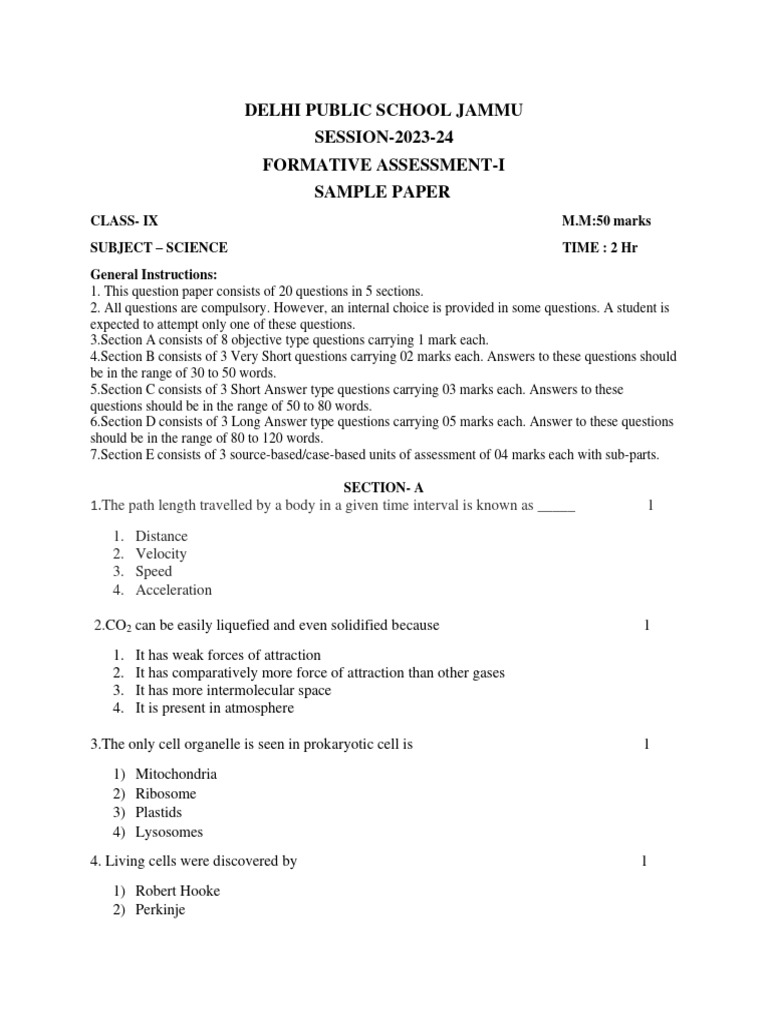Sample Paper Ix | PDF | Acceleration | Velocity