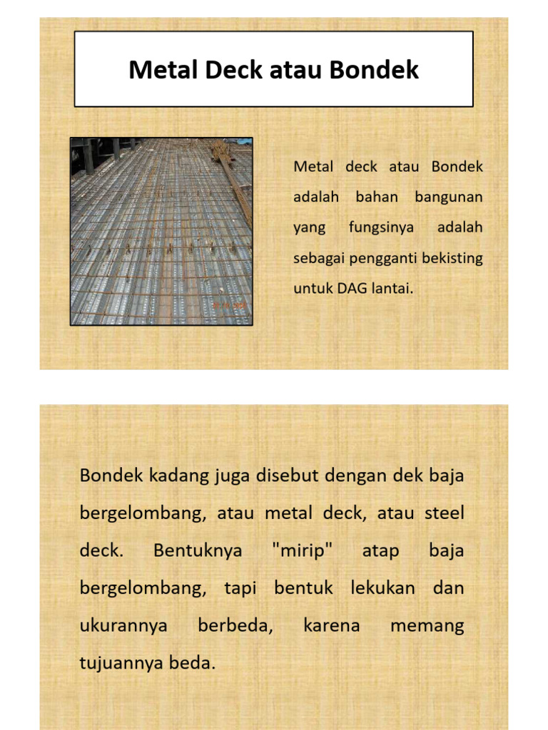 Metal Deck Atau Bondek Dan Combidek | PDF | Teknologi & Rekayasa