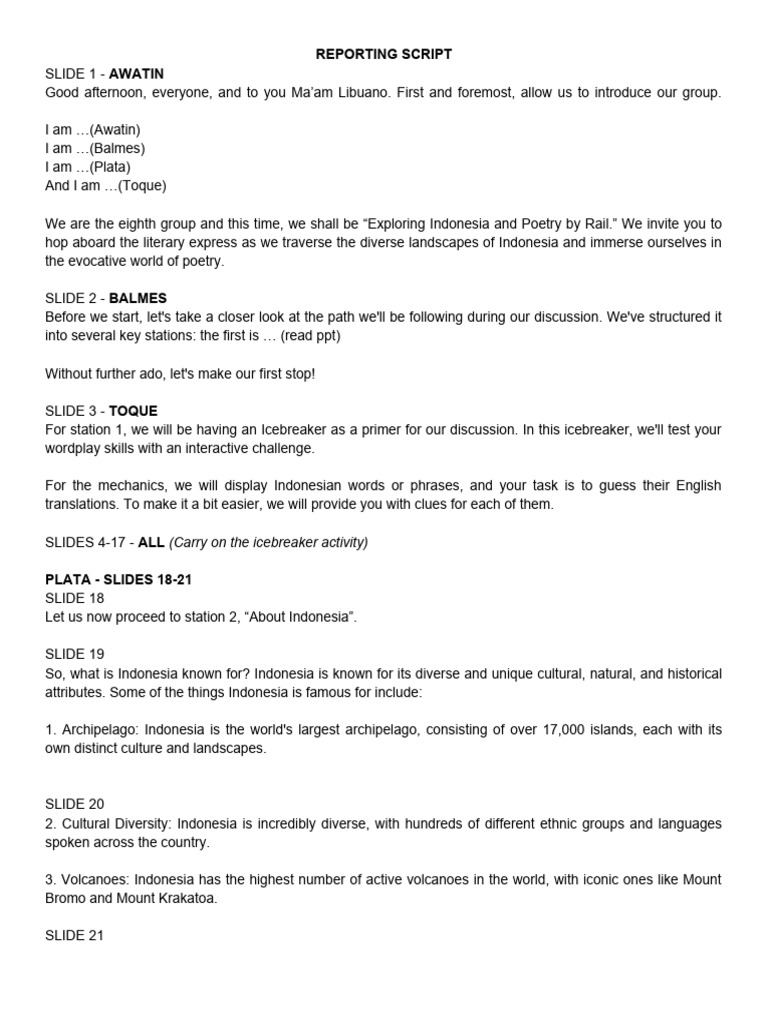 GRP 8 - Reporting Script | Download Free PDF | Poetry | Metre (Poetry)