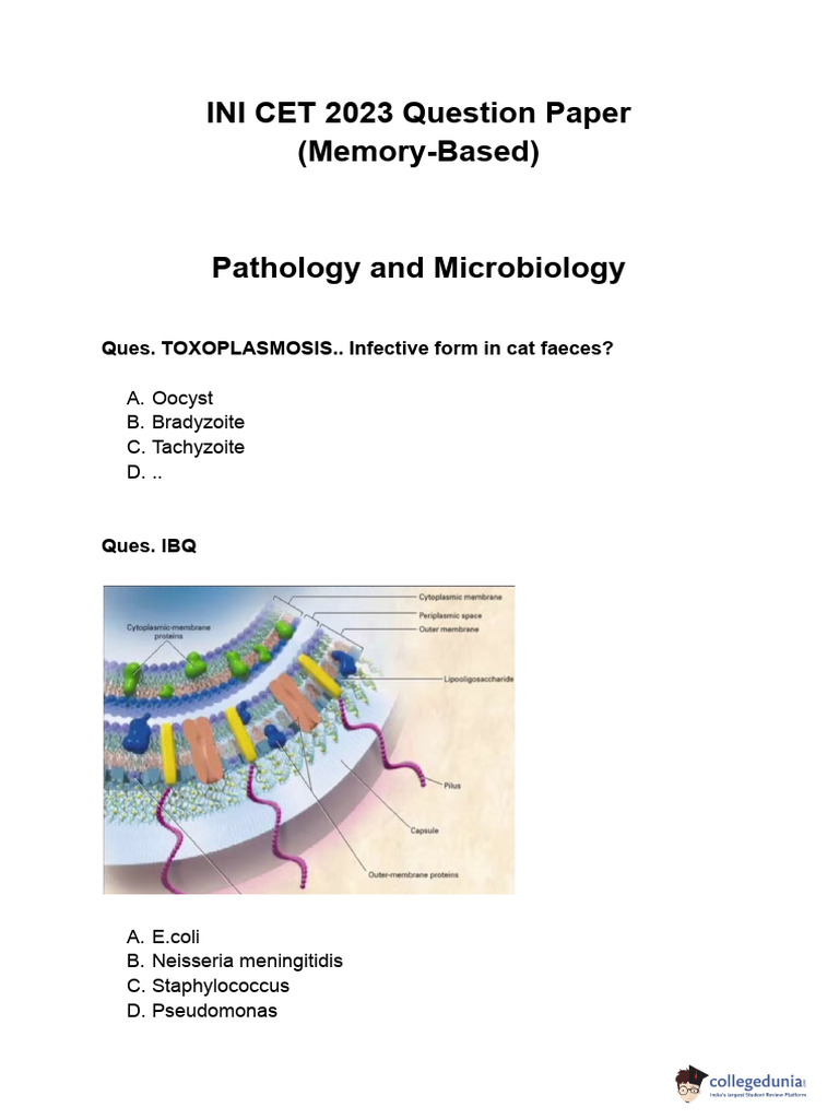 INI CET 2023 Question Paper | PDF | Iron | Causes Of Death