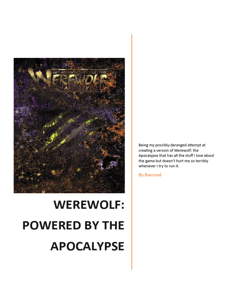 Werewolf RPG: Apocalypse Rules Guide | PDF | Home & Garden | Computers