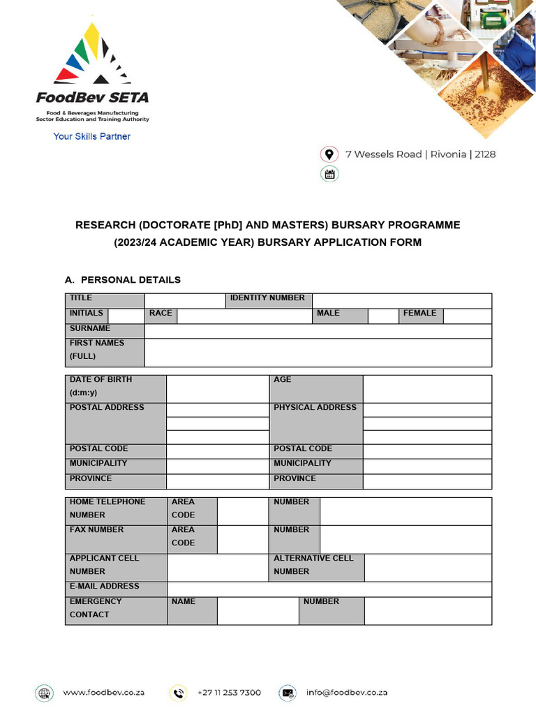 Research and Innovation Bursary Application Form 2023-24 | PDF | Doctor Of Philosophy