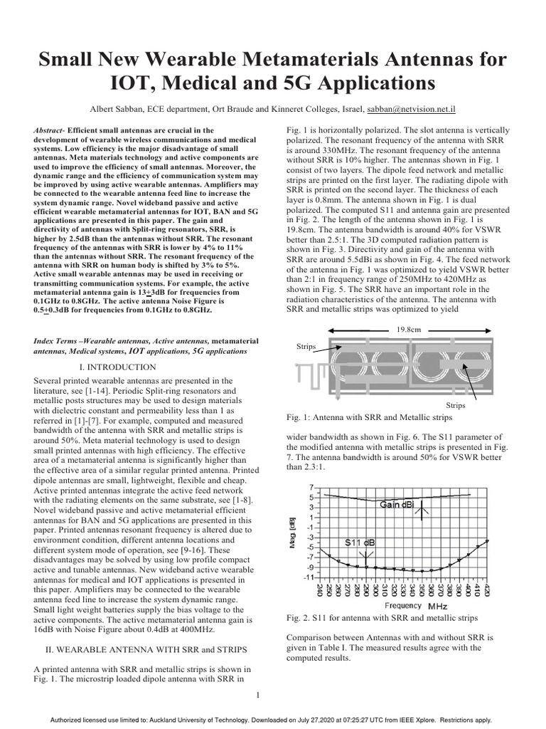 Small New Wearable Metamaterials Antennas | PDF | Antenna (Radio ...