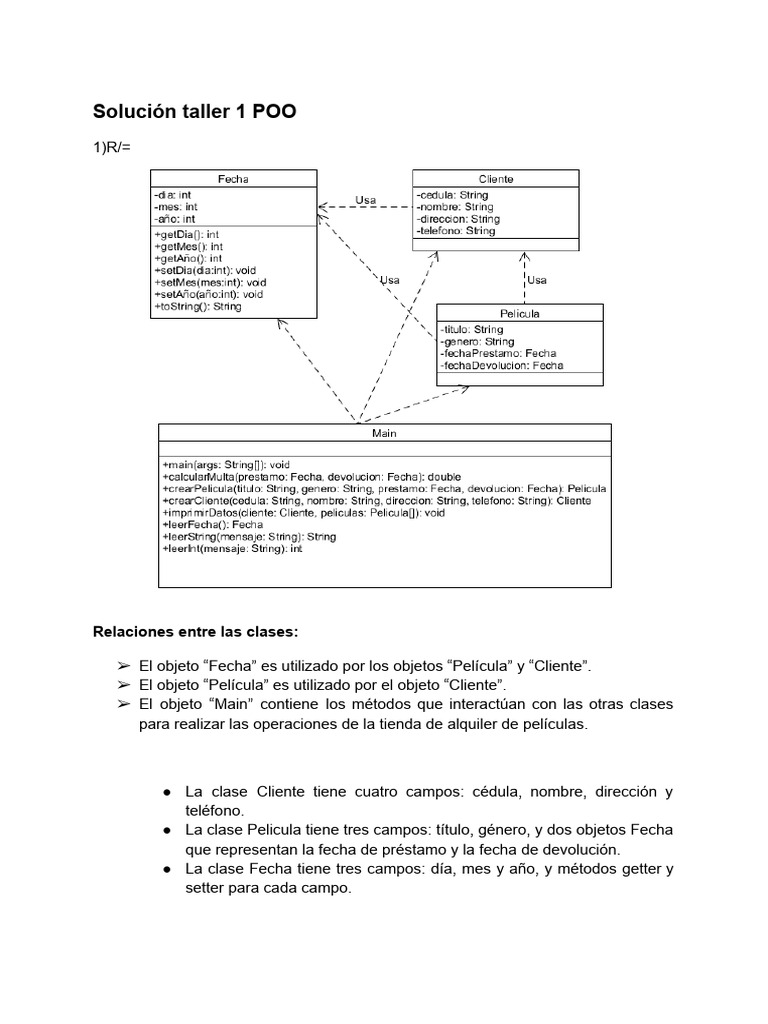 Solución Taller 1 Poo Pdf Constructor Programación Orientada A Objetos Programación