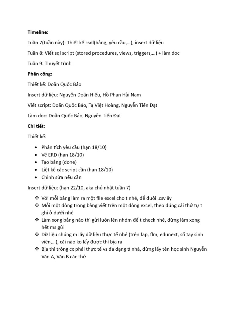 Phân Công + Timeline | PDF