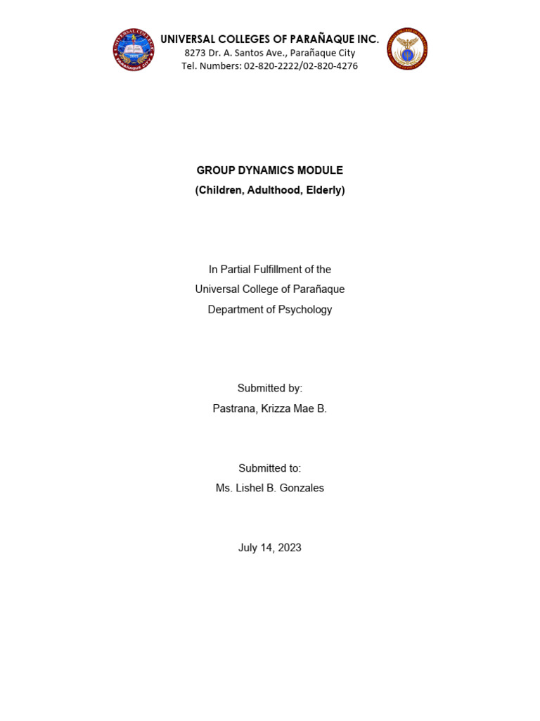 Group Dynamics Module | PDF | Thought | Memory