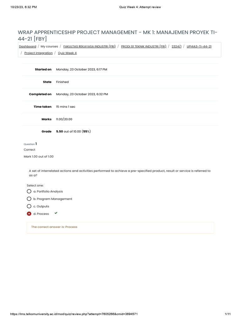 Week 4 Quiz Review: Project Management | PDF | Project Management ...