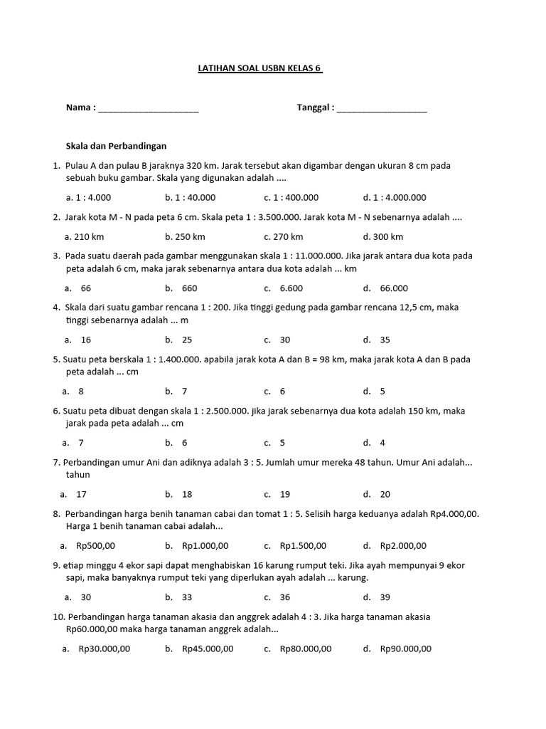 soal skala dan perbandingan | PDF