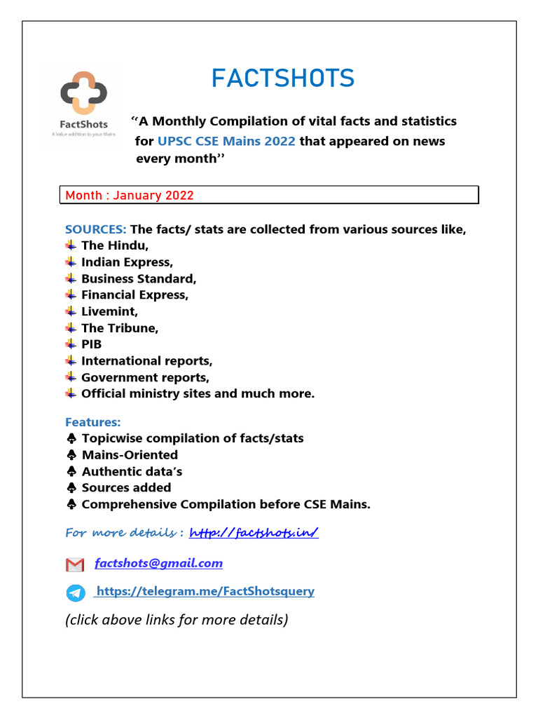 Factshots: A Monthly Compilation of Vital Facts and Statistics For That ...