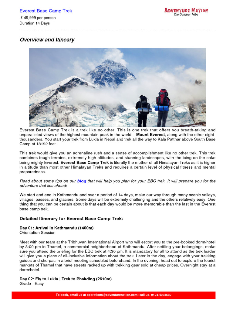 Everest Base Camp Trek | PDF | Mount Everest
