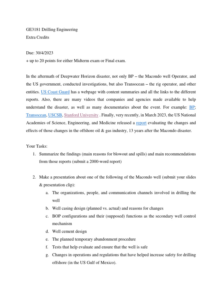 GE3181 - Extra Credits Assignment | PDF