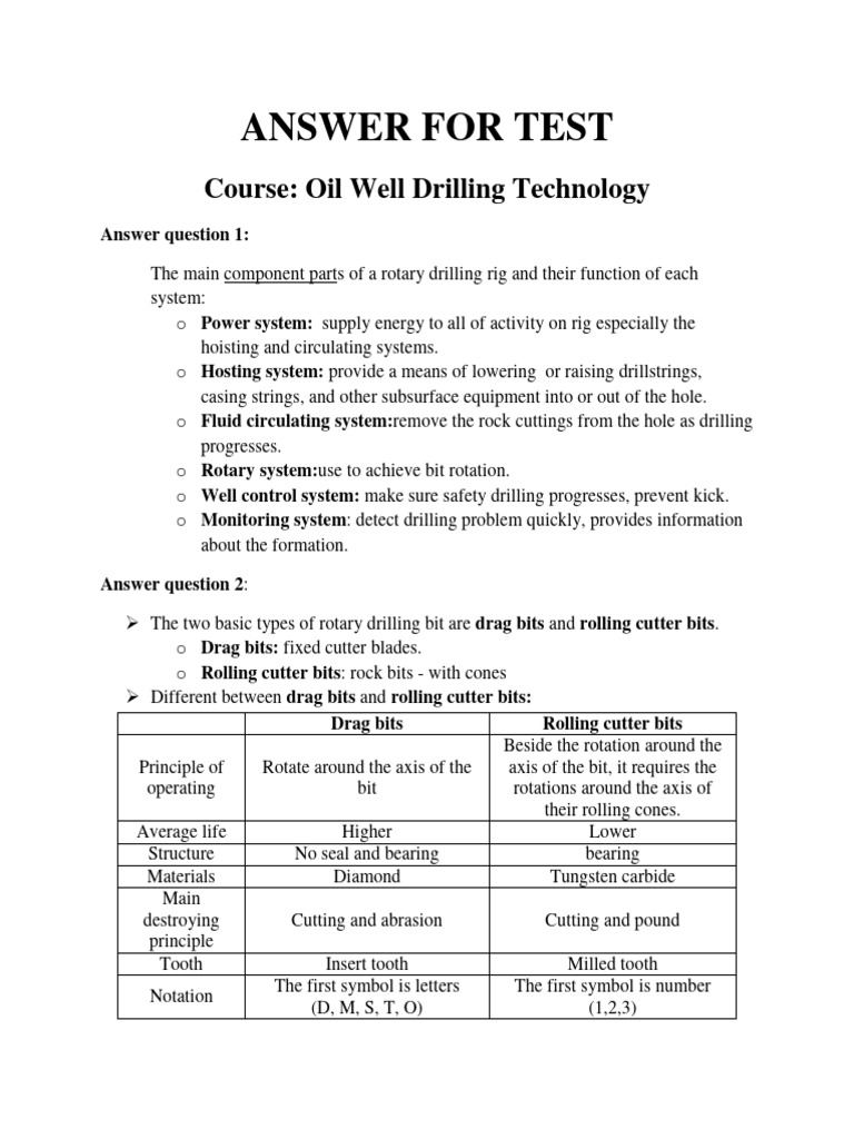 Answer For Test | PDF | Pump | Manufactured Goods