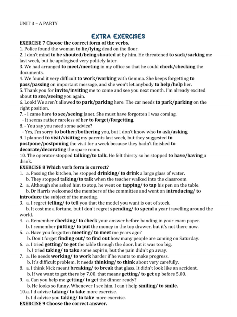 Extra Exercises | PDF