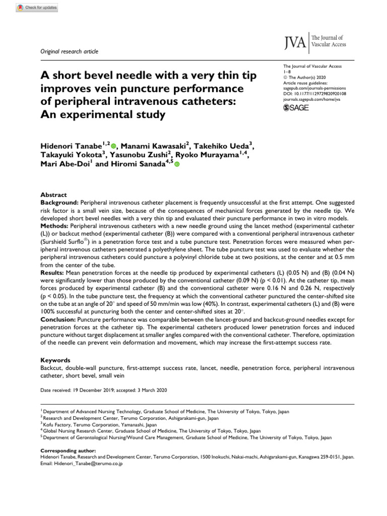 A Short Bevel Needle With A Very Thin Tip | PDF | Catheter ...