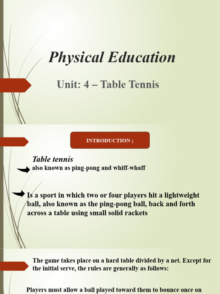 Physical Education | PDF | Table Tennis | Ball Games