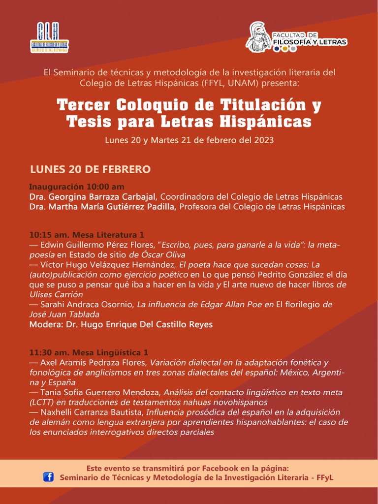 Tercer Coloquio - SETEMIL - Programa - 2023 | PDF