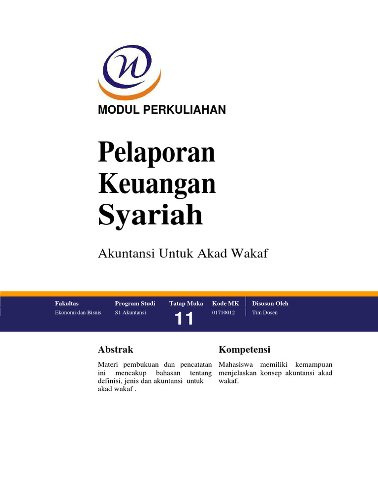 Modul PKS Pertemuan 11 - Akad Wakaf | PDF | Pengelolaan Keuangan & Uang