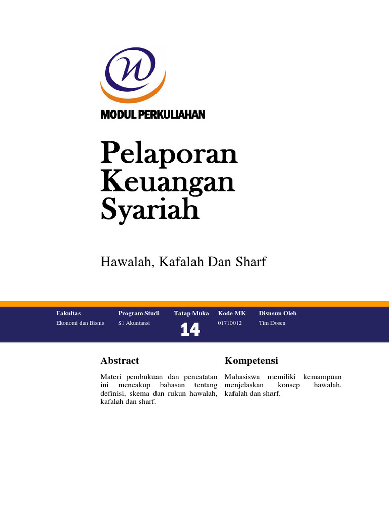 Modul PKS Pertemuan 14 - Hawalah, Kafalah, Dan Sharf. | PDF