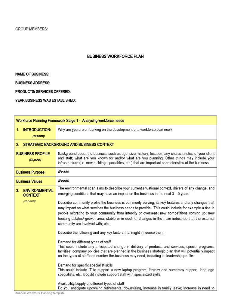 Business Workforce Plan Template | Download Free PDF | Recruitment ...