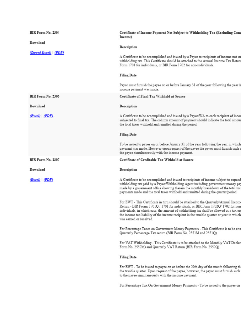 Bir Form No. 2304 | PDF | Taxation | Taxes