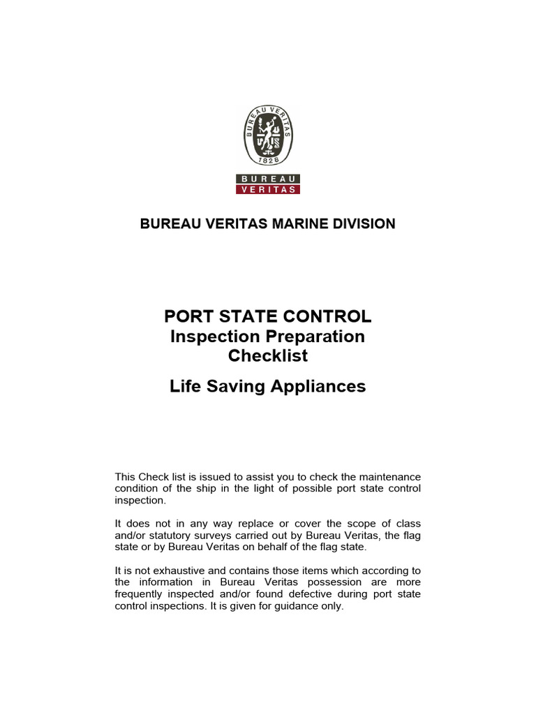 4 - Checklist for PSC inspections - Life saving appliances | PDF ...